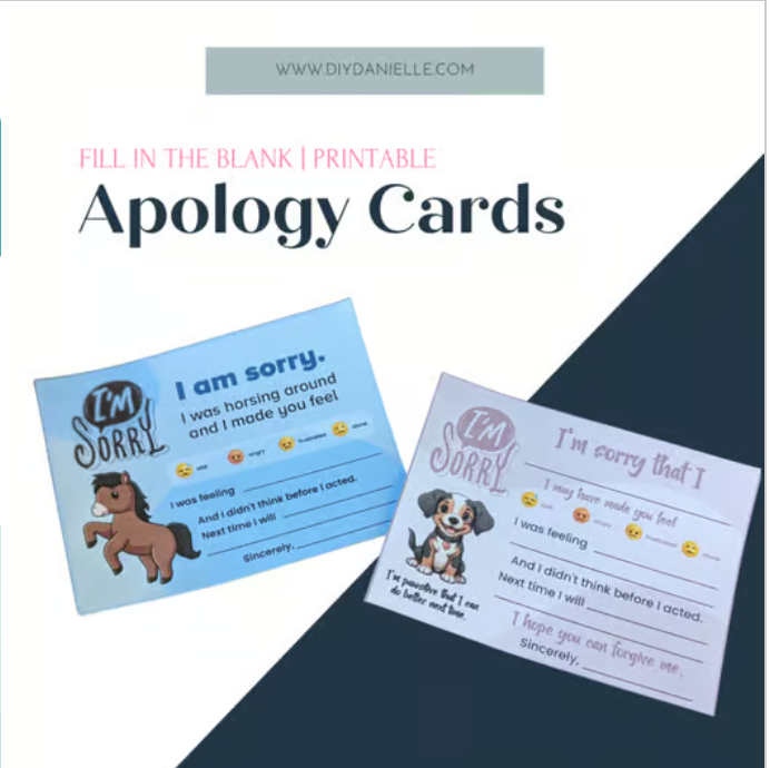 Apology Cards: Fill in The Blank "I'm Sorry" Cards – Do-It-Yourself ...
